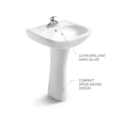 China ARROW FP3609 Bright Freestanding Pedestal Basin, Bright White Ceramic Space-Saving Bathroom Sink Pedestal for sale
