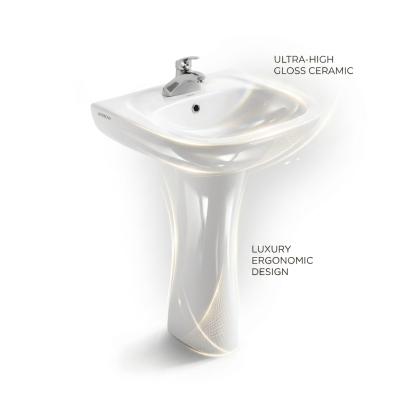 China ARROW FP3605 Luxury Freestanding Pedestal Basin, High-Gloss White Ceramic Elegant Bathroom Sink Pedestal for sale