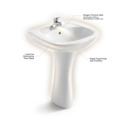 China ARROW FP3611 Designer Freestanding Pedestal Basin, Pearl White Ceramic Premium Bathroom Sink Pedestal for sale