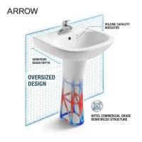 China ARROW FP3610 Grand Freestanding Pedestal Basin, Large White Ceramic Hotel Bathroom Sink Pedestal for sale