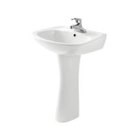 China Bathroom Ceramic Freestanding Pedestal Basin , Round Small Corner Pedestal Sink for sale