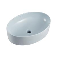 China Blue Ceramic Glazed Counter Top Basin 540x380x140mm Oval Shape for sale