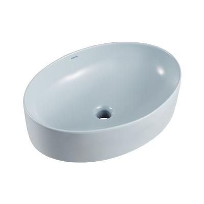 China Blue Ceramic Glazed Counter Top Basin 540x380x140mm Oval Shape for sale