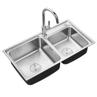 China 304 Stainless Steel Kitchen Sink , Brushed Double Bowl Undermount Kitchen Sink for sale
