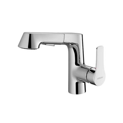 China Washroom Pull Out Basin Mixer AMP11847A Zn Alloy Material Chrome Color for sale
