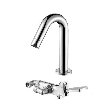 China Stepped-on Basin Faucet Pedal Control Cold Water Mixer Tap Chrome Washroom Factory Supply for sale