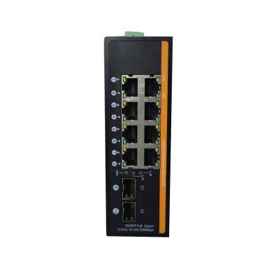 China 2*1000M fiber ports+8*100M RJ45 ports Industrial POE Switch for sale