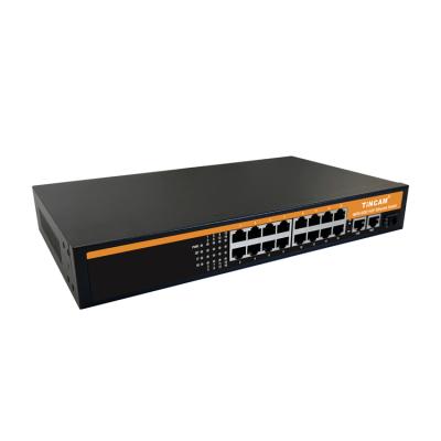 China 19 Port Fast Ethernet Switch 16 X 10 100Mbps RJ45 2 Gigabit RJ45 Uplink 1 Gigabit SFP Fiber Port Unmanaged Metal Network Switch TBC S4116N 3PF for sale