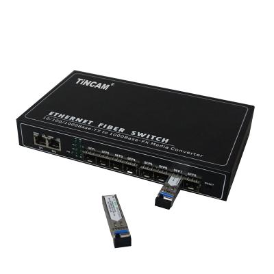 China 10/100/1000M single mode single fiber 8 fiber ports & 2 RJ45 ports fiber switch （External） for sale