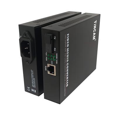 China TiNCAM 10/100/1000M single mode single fiber SC 20KM Internal power supply Fiber Media Converter for sale