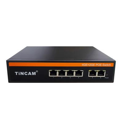 China 4-Port Gigabit PoE Switch with 2 Gigabit Uplink Ports IEEE 802.3af/at 30W per Port 65W Built-in Power Supply TBC-PS5106N for sale
