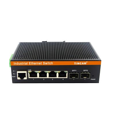 China Industrial Managed Gigabit Ethernet Switch 2 SFP Fiber Ports 4 Gigabit RJ45 Ports WEB SNMP VLAN ERPS DIN Rail Dual DC12-52V TBC-GFM2904-2SFP for sale