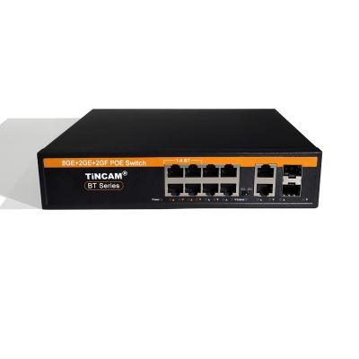 China 12 Port Gigabit AI Smart PoE Switch 8 PoE+ Ports 4 BT 60W PoE++ Ports 2 RJ45 Uplink 2 SFP IEEE 802.3af at bt Unmanaged 200W TBC-PSD5112N20-4PF for sale