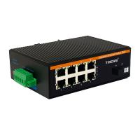 China TiNCAM Industrial Ethernet Switch Gigabit BiDi Fiber Media Converter 1-Port SC Single-Fiber to 8-Port RJ45 PoE Optional SM 20km 1310/1550nm DIN-Rail Mount TBC-GF2518-S20AB/TBC-GFP2518-S20AB for sale