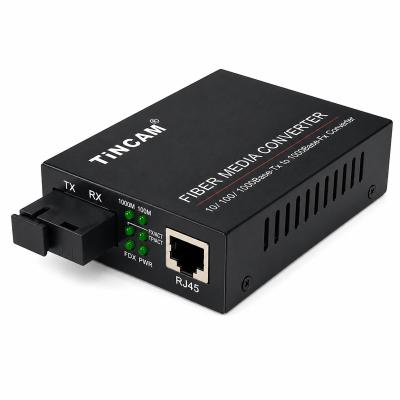 China 10/100/1000Mbps Gigabit Single-Mode Single-Fiber Media Converter 20km SC 1310/1550nm Marvell Chip TBC-MC3612E-S20AB for sale