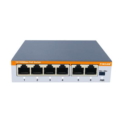 China 4 Port 10/100Mbps PoE+ Switch with 2 Uplink Ports 48W External Power Adapter IEEE 802.3af/at 250m Extend Mode VLAN– TBC-PS4306E for sale