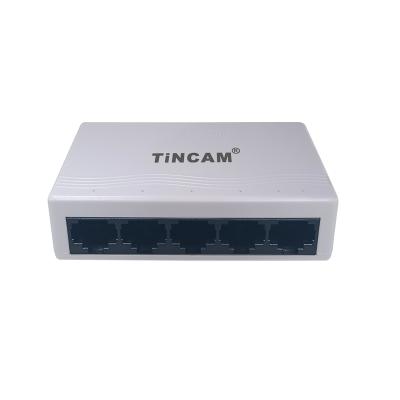 China 5 Port 10/100Mbps Fast Ethernet Switch Unmanaged Desktop Network Switch Plastic Housing Plug and Play External 5V Power Adapter TBC-S4005ES for sale