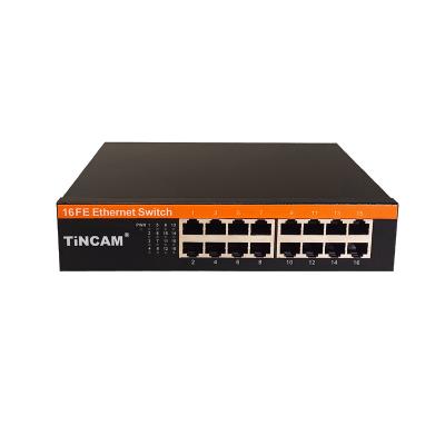 China 16-Port 10/100Mbps Fast Ethernet Switch Mini Desktop Metal Case with Built-in Power Supply TBC-S4016NS for sale