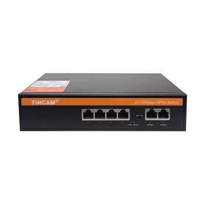 China 6 Port 10/100Mbps Passive PoE Switch with 4 Non-Standard PoE Ports 2 Uplink Ports 48W 24V 250m Long Range TBC-FP4206N-X for sale