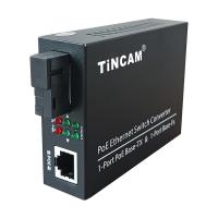 China TiNCAM 10/100Mbps 1 Fiber 1 PoE Port Fiber Media Converter IEEE 802.3af/at 20km Single Mode Single Fiber 1310nm SC 48W Power Adapter TBC-PSF4311E-S20A for sale