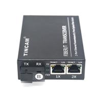 China TiNCAM Factory  10/100Mbps 1 Fiber 2 PoE Port Fiber Media Converter IEEE 802.3af/at 20km Single Mode Single Fiber 1310nm SC 48W Power Adapter TBC-PSF4312E-S20A for sale