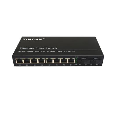 China TiNCAM Factory Fast Ethernet PoE Switches with 8 10/100Mbps Adaptive RJ45 Ports and 2 155Mbps SC Fiber Port  Fiber Media Converter IEEE 802.3af/at 20km SM 1310nm SC 65W TBC-PSF4328E-2S20AB for sale