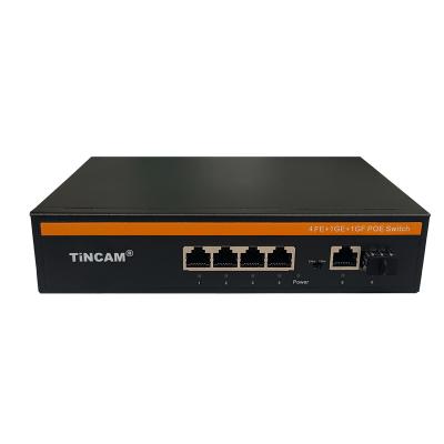 China TiNCAM 6 Port PoE Switch 10/100Mbps 4 PoE Ports 1 UPLINK 1 Gigabit SFP 65W for IP Camera CCTV Surveillance TBC-4PS4506N-1PF for sale