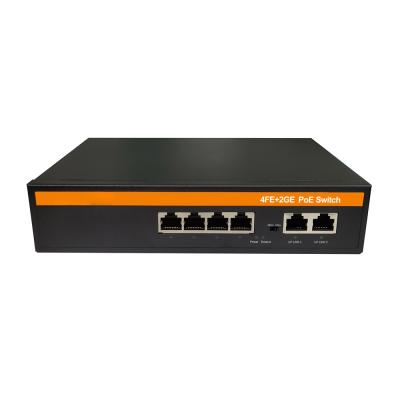China TiNCAM 6 Port AI Watchdog PoE Switch 10/100Mbps 4 PoE Ports 2 Gigabit UPLINK 65W For IP Camera CCTV Surveillance TBC-PS4506N for sale