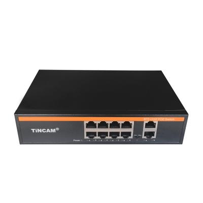 China TiNCAM 10 Port PoE Switch 10/100Mbps 8 PoE Ports 2 Gigabit UPLINK 100m/250m transmission modes 120W For IP Camera CCTV Surveillance TBC-PS4510N for sale