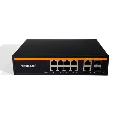 China TiNCAM AI Watchdog 8-Port 10/100/1000Mbps PoE Switch with 2 Gigabit Uplink Ports 2 Giga SFP Fiber Port IEEE 802.3af/at 30W per Port VLAN Built-in power supply 120W  TBC-PS5112N-4PF for sale