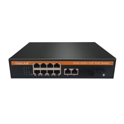 China TiNCAM 8-Port 10/100/1000Mbps PoE Switch with 2 Gigabit Uplink Ports 1 Giga SC Fiber Port Single Mode Single Fiber 20KM 1310NM IEEE 802.3af/at Built-in power supply 120W  TBC-PSF5111N-S20A for sale