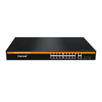 China 20 Port Gigabit PoE Switch Ethernet Switch with 16 PoE+ Ports 2 Gigabit RJ45 Uplink 2 Gigabit SFP Slots IEEE 802.3af/at 200W or 300W 1U Rack Mount TBC-PS5116U-4PF for sale