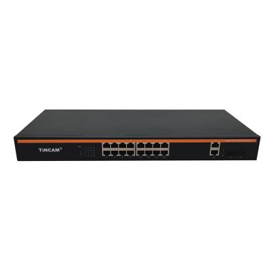 China 20 Port Gigabit PoE Switch Ethernet Switch with 16 PoE+ Ports 2 Gigabit RJ45 Uplink 2 Gigabit SFP Slots IEEE 802.3af/at 200W or 300W 1U Rack Mount TBC-PSL5116U20-4PF for sale