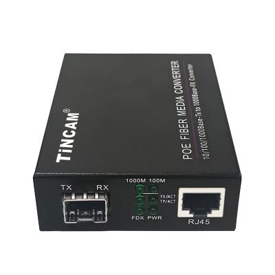 China TiNCAM Gigabit PoE+ Fiber Media Converter with SFP Port 48W PoE Power Supply 1000Mbps Ethernet to Fiber for IP Cameras WiFi APs & CCTV Networks – TBC-PS5101E-1SFP for sale