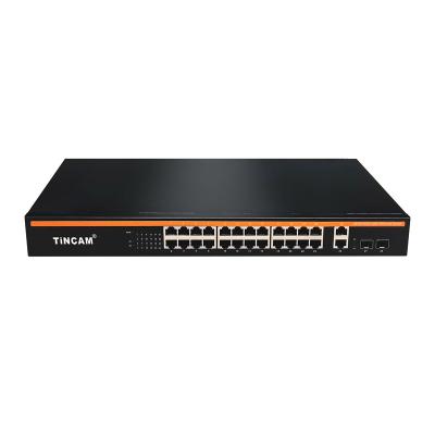 China TiNCAM 28 Port Gigabit Ethernet Switch 24 x Gigabit RJ45 Ports + 2 x Gigabit Uplink Ports + 2 x Gigabit SFP Ports 1U Rack-Mount Unmanaged 10/100/1000Mbps Network Switch TBC-SL5124U-4PF for sale