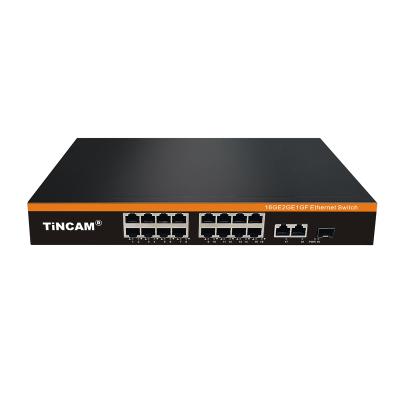 China TiNCAM 19 Port Gigabit Ethernet Switch 16 x Gigabit RJ45 Ports + 2 x Gigabit Uplink Ports + 1 x Gigabit SFP Port Desktop/Rack-Mountable Unmanaged 10/100/1000Mbps Network Switch TBC-S5116N-3PF for sale