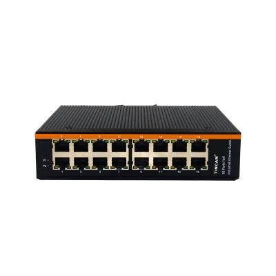 China TiNCAM 16 Port Industrial Ethernet Switch & PoE Switch 100Mbps Unmanaged DIN Rail Mount Wide Voltage DC12-57V -40°C to 80°C TBC-GFS2316/TBC-GFPS2316 for sale