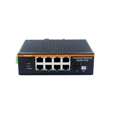 China TiNCAM 10/100M 1 fiber port+8 RJ45 ports  Industrial Ethernet Switch & PoE Switch 100Mbps Unmanaged DIN Rail Mount Wide Voltage DC12-57V -40°C to 85°C TBC-GF2318/TBC-GFP2318 for sale