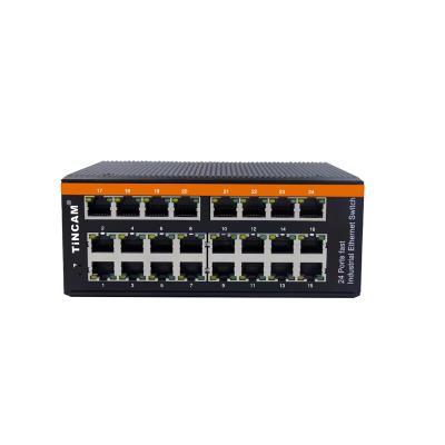 China TiNCAM 24 Port Industrial Ethernet Switch 100Mbps Unmanaged DIN Rail Mount Wide Voltage DC12-52V -40°C to 80°C TBC-GFS2324 for sale