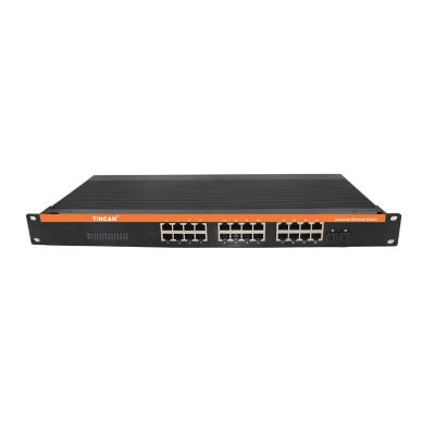 China TiNCAM Industrial Ethernet Switch 24 Port Gigabit RJ45 2 SFP Rack Mount -40℃ to 85℃ AC Power TBC-GF2524U-2SFP for sale