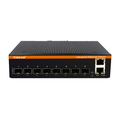 China TiNCAM Industrial Gigabit SFP Switch 8 SFP 2 RJ45 DIN Rail Wide Voltage Wide Temperature TBC-GF2502-8SFP for sale