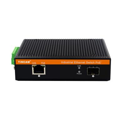 China TiNCAM Industrial Gigabit Fiber Media Converter 1 SFP to 1 RJ45 Port PoE Optional Single Mode MM Dual Fiber WDM 550m 2km 20km DIN Rail Mount for Industrial Networking TBC-GF2501-1SFP/TBC-GFP2501-1SFP for sale