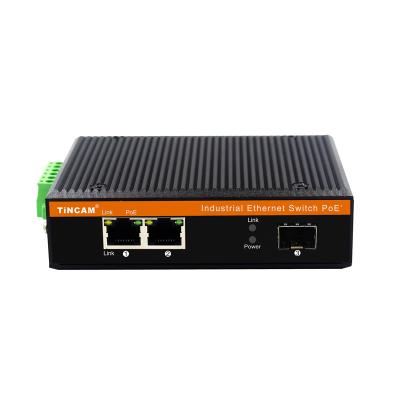 China TiNCAM Industrial Gigabit Fiber Media Converter 1 SFP to 2 RJ45 Port PoE Optional Single Mode MM Dual Fiber WDM 550m 2km 20km DIN Rail Mount for Industrial Networking TBC-GF2502-1SFP/TBC-GF2502-1SFP for sale