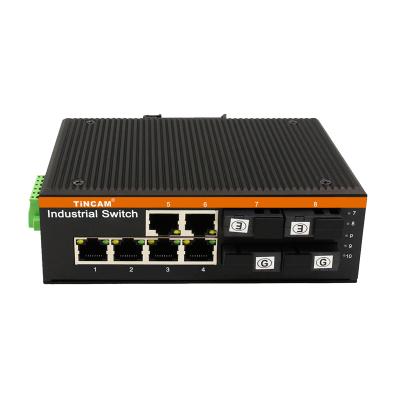 China TiNCAM Industrial Ethernet switch 4 SC to 6 RJ45 Port PoE Optional Single Mode Fiber WDM 550m 2km 20km DIN Rail Mount for Industrial Networking TBC-GF2546-S20AB/TBC-GFP2546-S20AB for sale