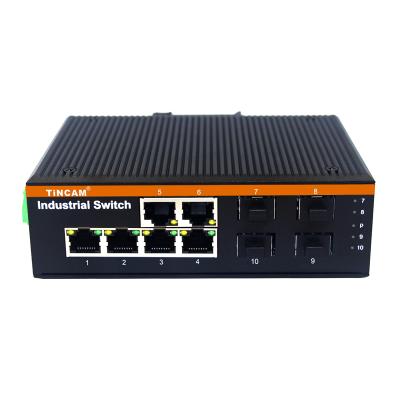 China TiNCAM Industrial Ethernet switch 4 SFP to 6 RJ45 Port PoE Optional DIN Rail Mount for Industrial Networking TBC-GF2506-4SFP/TBC-GFP2506-4SFP for sale