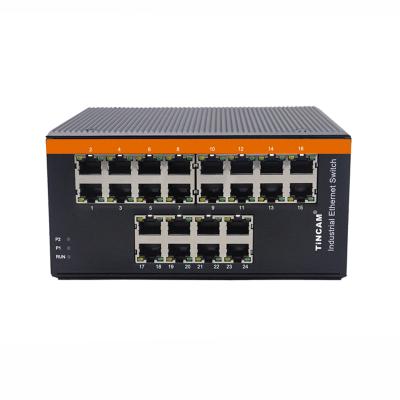China TiNCAM 24 Port Gigabit Industrial Ethernet Switch 16 RJ45 PoE Optional Dual Power Wide Temperature DIN Rail Mount for Industrial Networking TBC-GFS2524/TBC-GFPS2524 for sale
