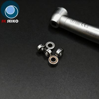 China Sr144zz 3.175*6.35*2.38 High Speed Dental Bearing Color Silver Cage Torlon Double Shield Dental Bearing for sale