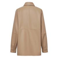 China Luxurious Look Faux Leather Jacket Sustainable Milk Tea Fluffy Leather Jacket for sale