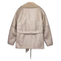 China 36 Size Stylish Faux Leather Jacket Oversized Belted Bonded Jacket Oem for sale