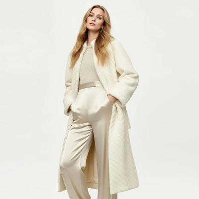 China Eco Faux Fur Belt Fur Coat Women Faux Cruelty Free Winter Wear Fuzzy Coat Women'S for sale